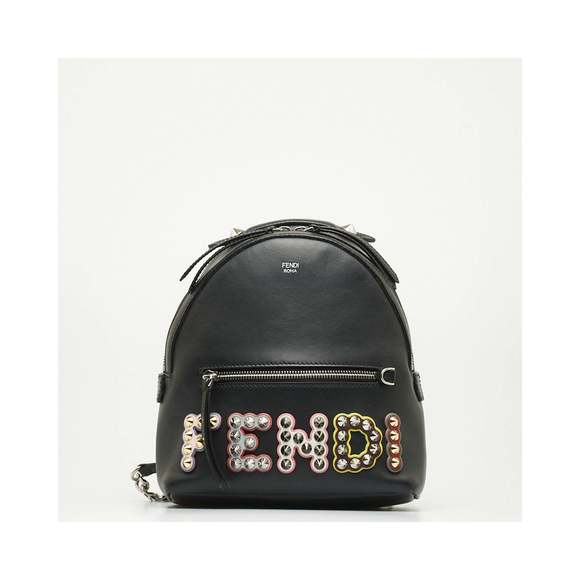 Fendi | Bags | Fendi Womens Fun Fair Studded Mini Backpack Bag In Black ...
